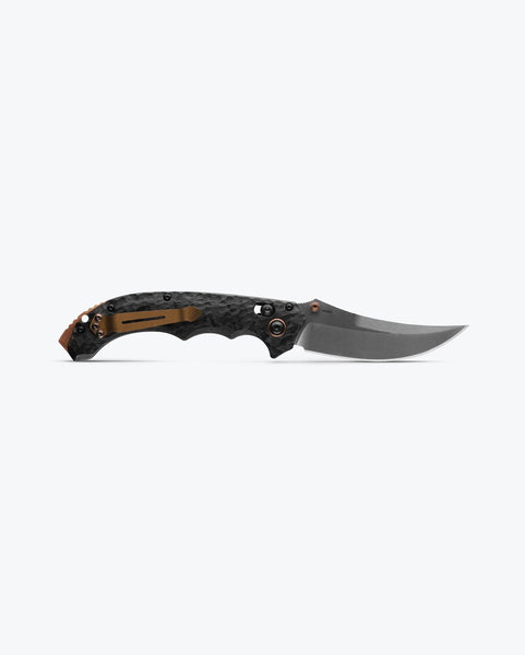 BENCHMADE 865-02 MINI BEDLAM – SATIN CPM-S90V SCIMITAR BLADE – MARBLED ...